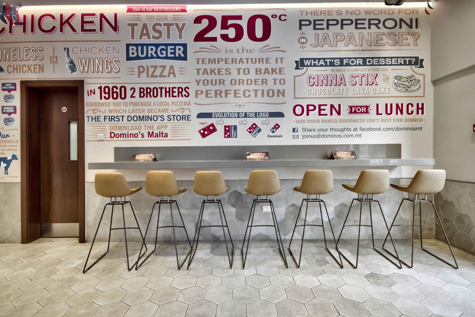 Domino’s counter and tables | Bruno Paul